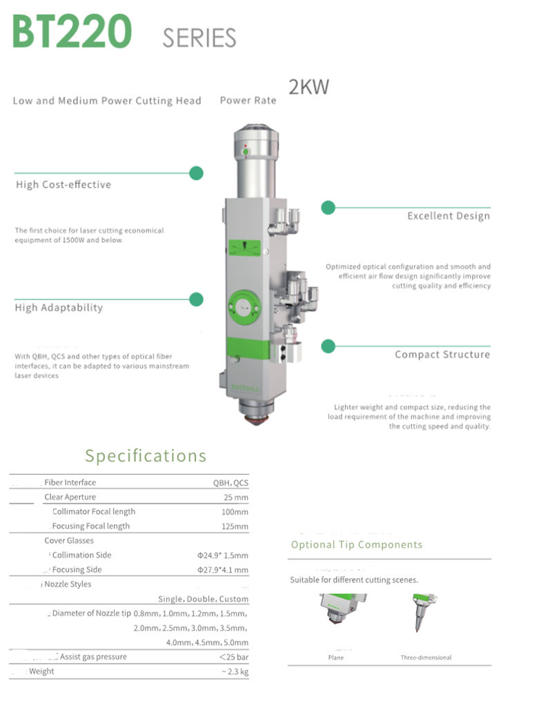 EMPOWER BT220 CUT series RAYTOOLS 2000W Medium and low power cutting ...